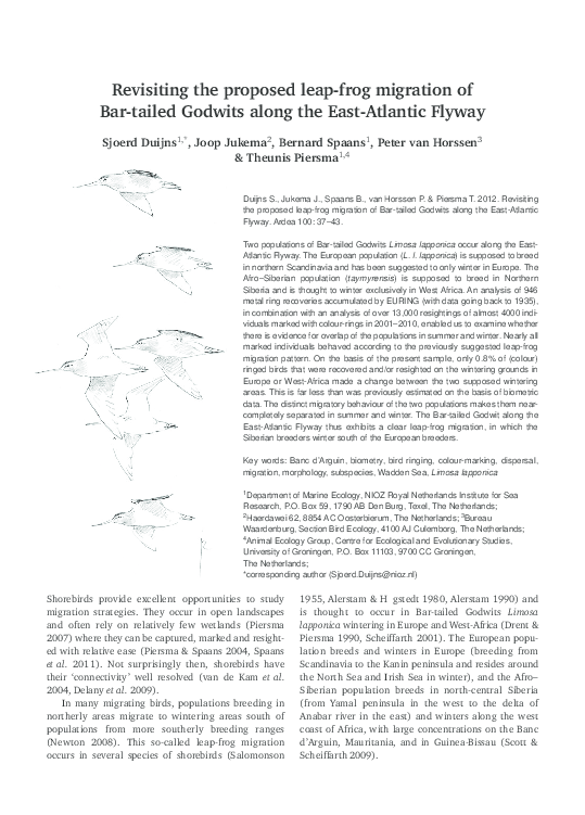 (PDF) Revisiting the Proposed Leap-Frog Migration of Bar-Tailed Godwits ...