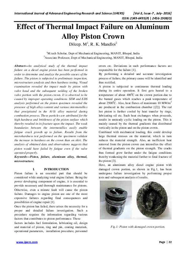 (PDF) Effect of Thermal Impact Failure on Aluminum Alloy Piston Crown