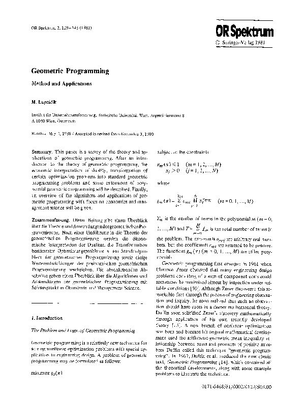 Geometric Programming