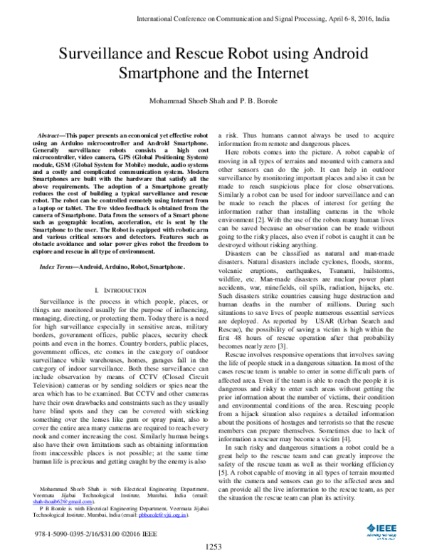 (PDF) Surveillance and Rescue Robot using Android Smartphone and the ...