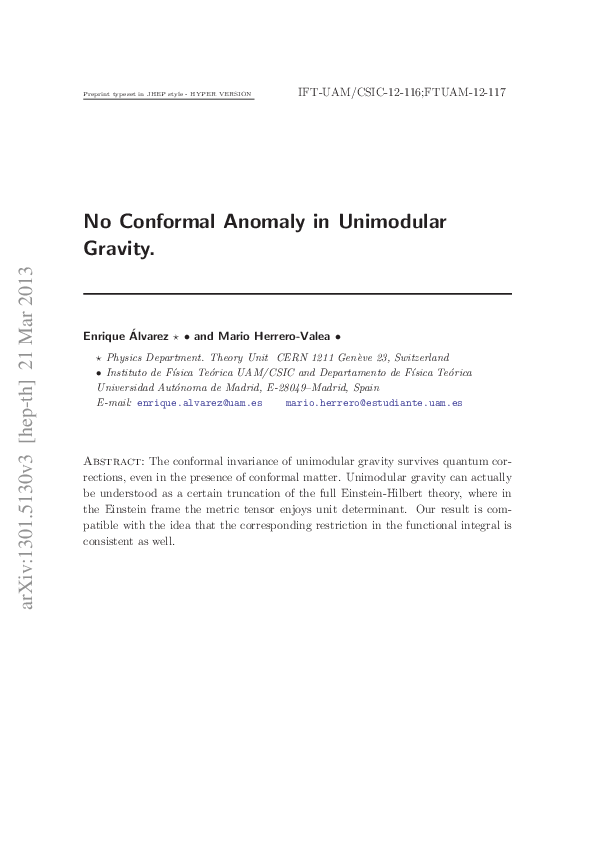 (PDF) No conformal anomaly in unimodular gravity