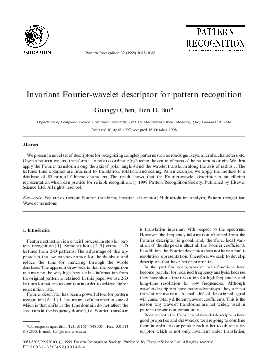 (PDF) Invariant Fourier-wavelet descriptor for pattern recognition