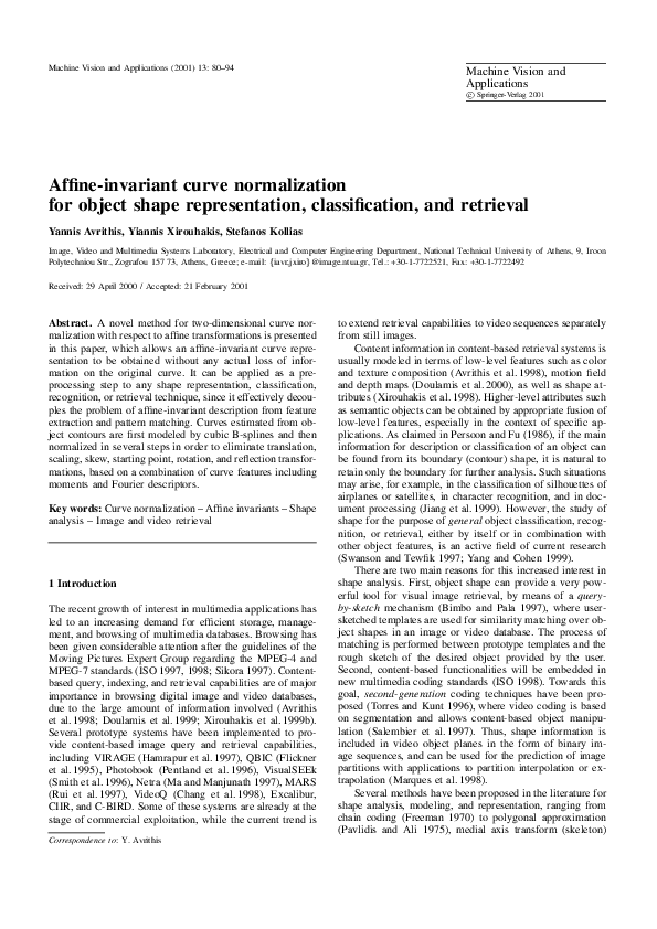 Pdf Affine Invariant Curve Normalization For Object Shape Representation Classification And