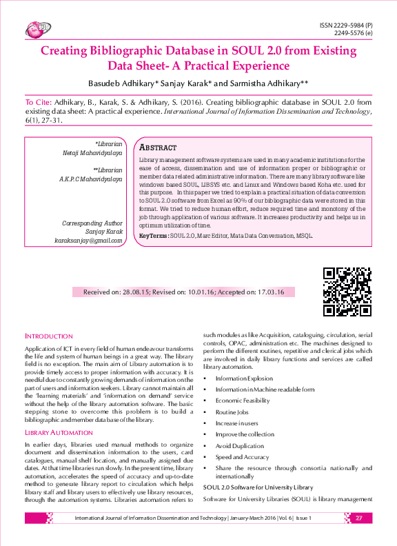 (PDF) Creating Bibliographic Database in SOUL 2.0 from Existing Data ...
