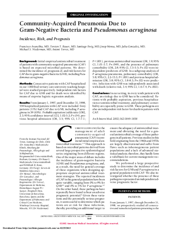 (PDF) Community-Acquired Pneumonia Due to Gram-Negative Bacteria and ...