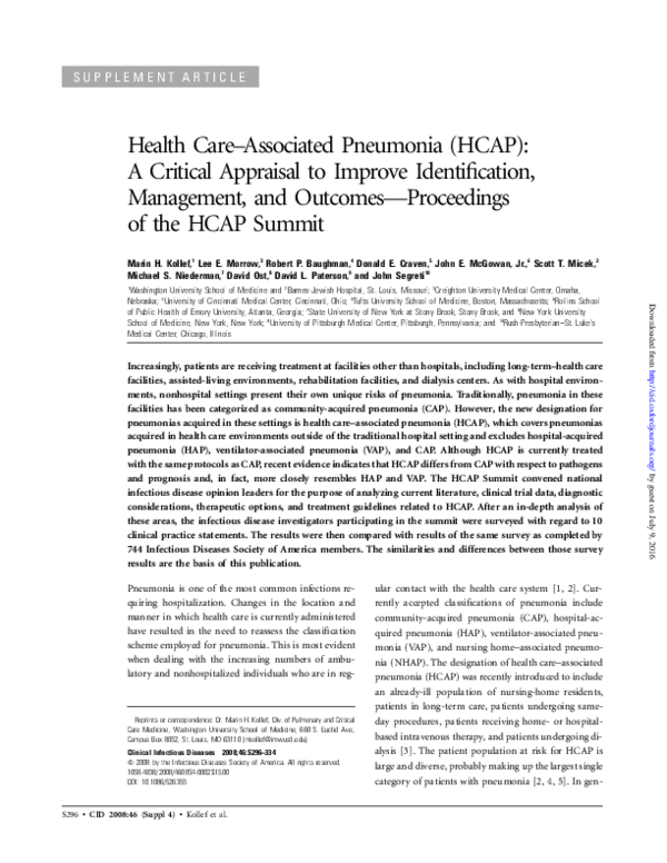 (PDF) Health Care–Associated Pneumonia (HCAP): A Critical Appraisal to ...