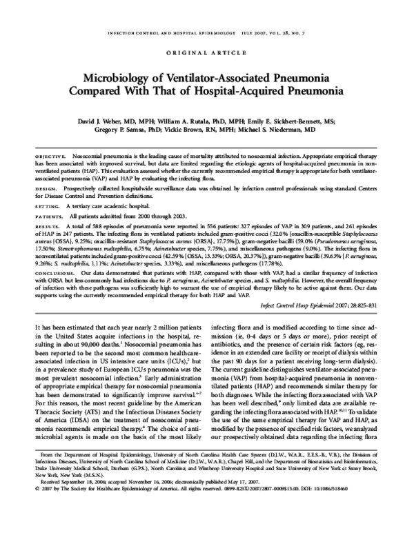 (PDF) Microbiology of Ventilator‐Associated Pneumonia Compared With ...