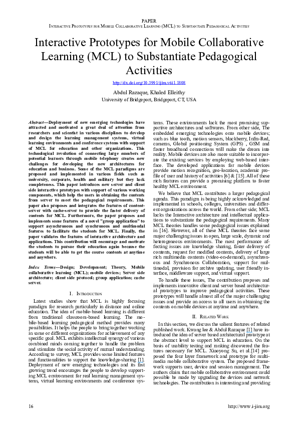 (PDF) Interactive Prototypes to Foster Pedagogical Activities for ...