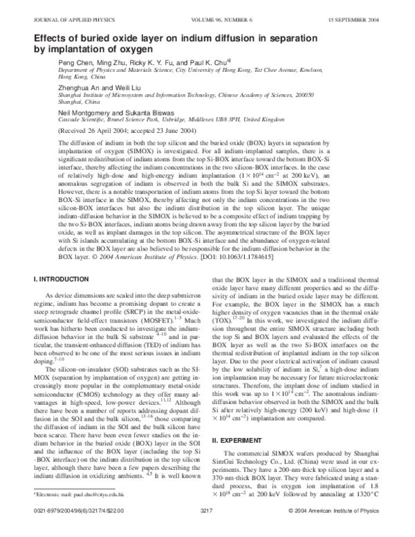 (PDF) Effects of buried oxide layer on indium diffusion in separation ...