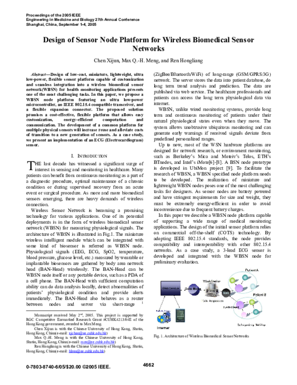 Pdf Design Of Sensor Node Platform For Wireless Biomedical Sensor