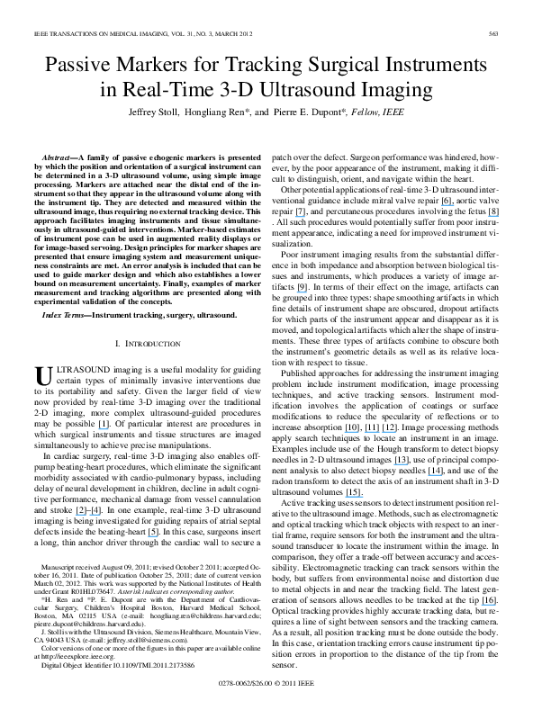 (PDF) Passive Markers for Tracking Surgical Instruments in Real-Time 3 ...