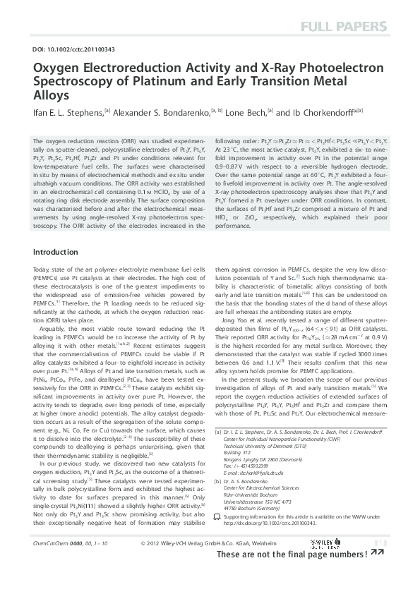 (PDF) Oxygen Electroreduction Activity and X-Ray Photoelectron ...