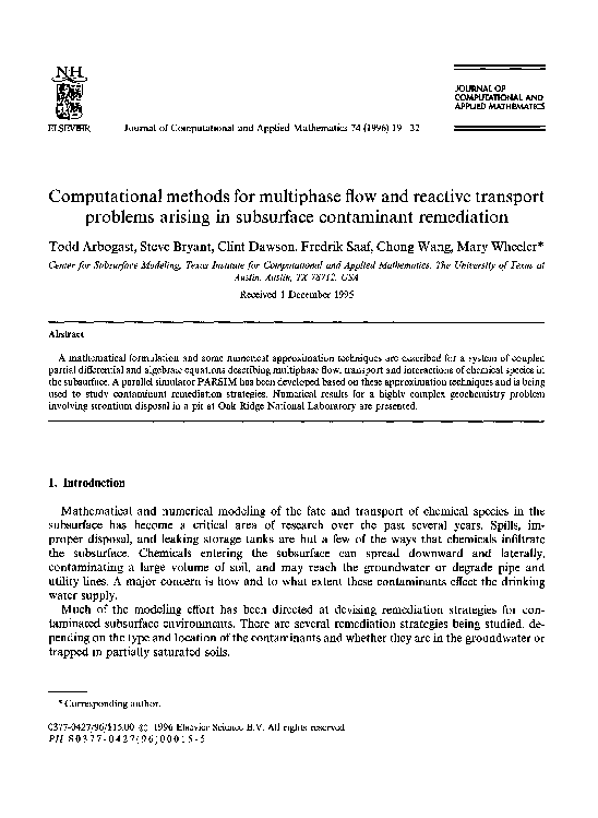 (PDF) Computational methods for multiphase flow and reactive transport problems arising in ...