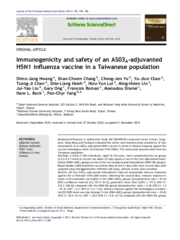 (PDF) Clinical testing of an inactivated influenza A/H5N1 vaccine ...