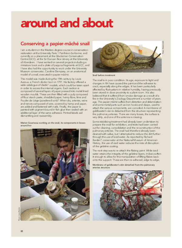 (PDF) 2015 - Conserving a papier-mâché snail