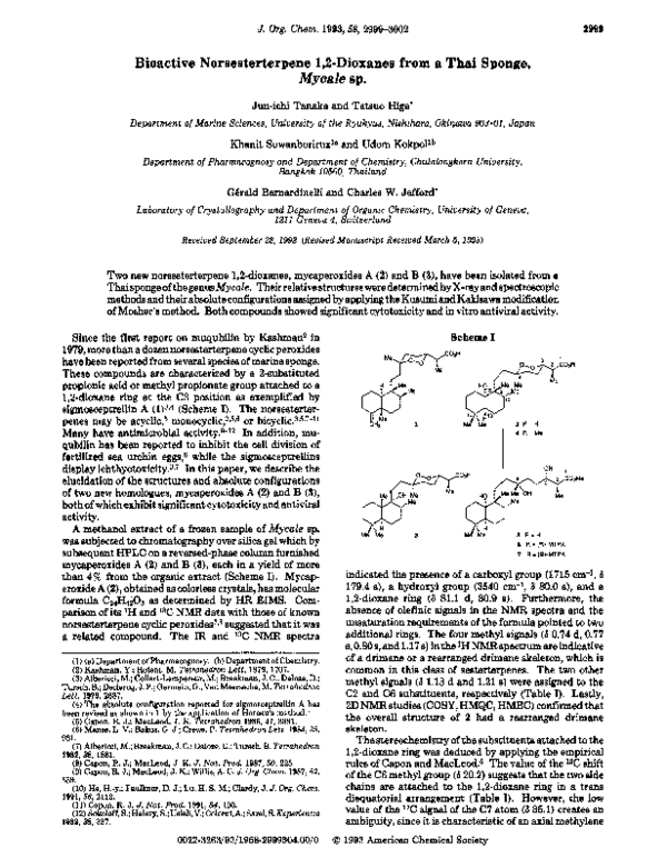 (PDF) Bioactive norsesterterpene 1,2-dioxanes from a Thai sponge ...