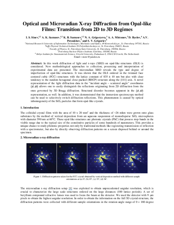 (PDF) Optical and microradian x-ray diffraction from opal-like films ...