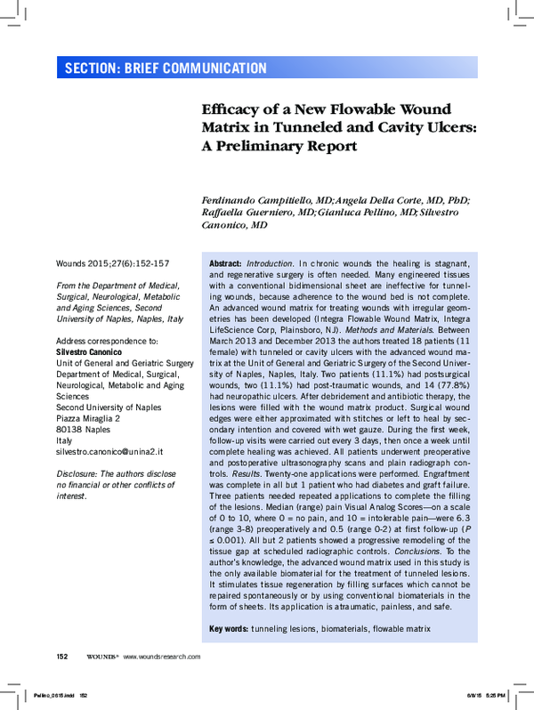 (PDF) Efficacy of a New Flowable Wound Matrix in Tunneled and Cavity ...