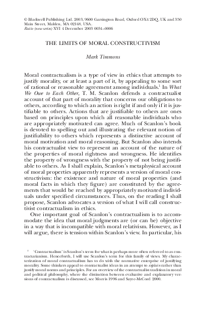 (PDF) The Limits of Moral Constructivism