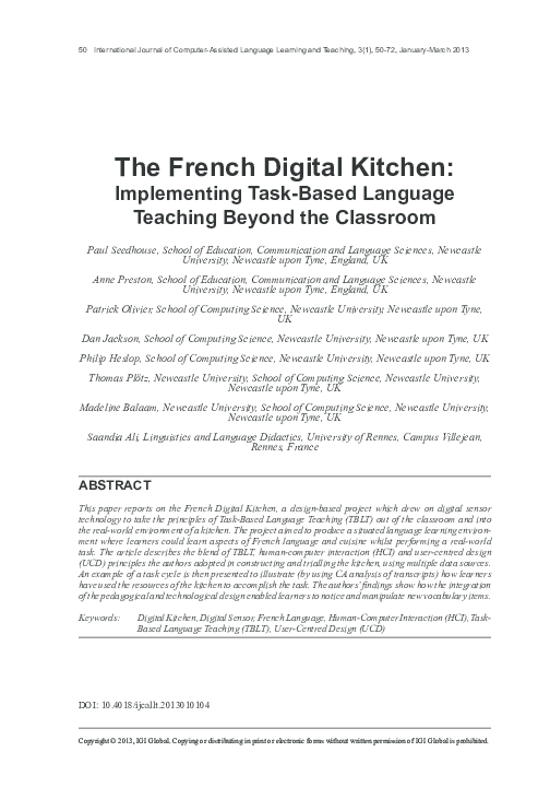 (PDF) Implementing Task-Based Language Teaching Beyond the Classroom