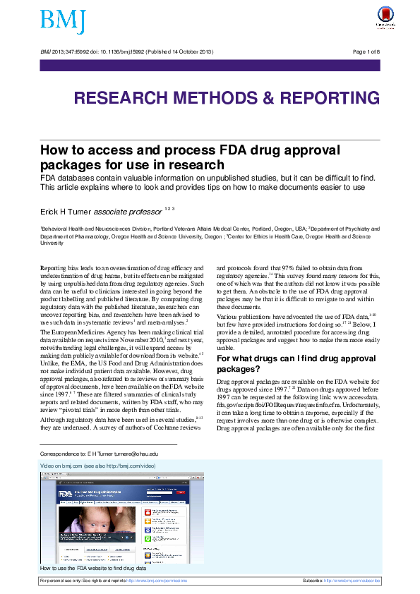 (PDF) How to access and process FDA drug approval packages for use in ...
