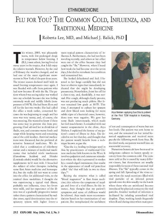 (PDF) Flu for You? The Common Cold, Influenza, and Traditional Medicine