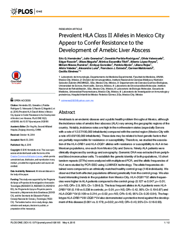 (PDF) Prevalent HLA Class II Alleles in Mexico City Appear to Confer ...
