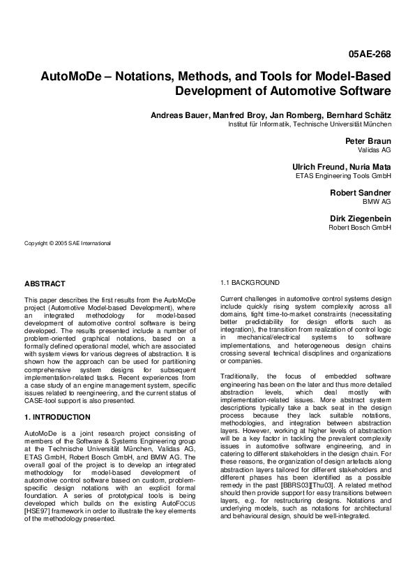 (PDF) AutoMoDe - Notations, Methods, and Tools for Model-Based ...