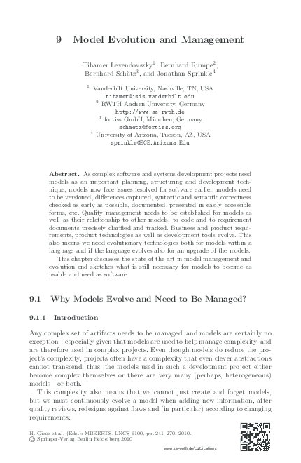 (PDF) 9 Model Evolution and Management