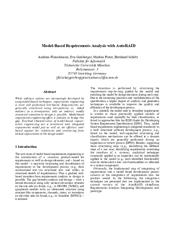 (PDF) Model-Based Requirements Analysis with AutoRAID