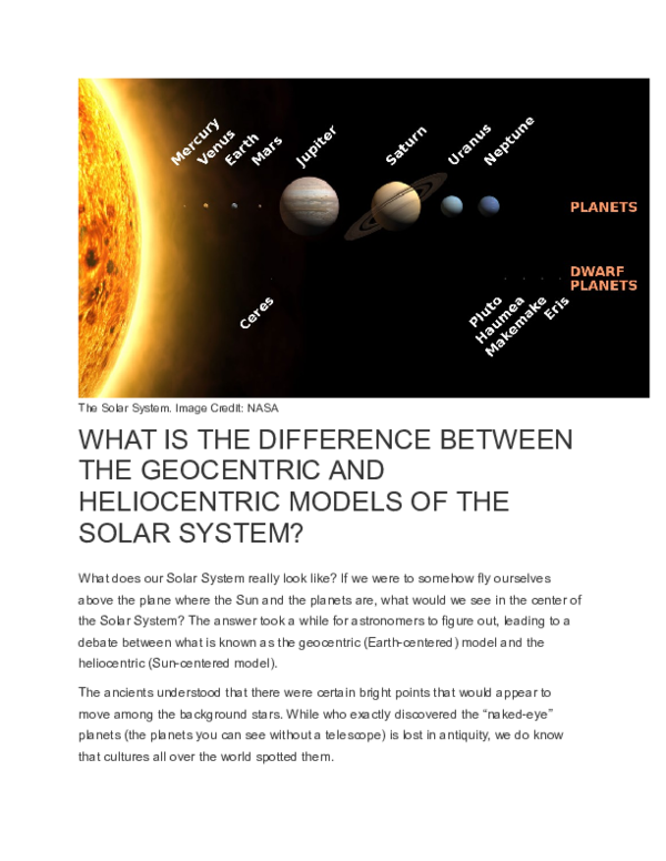 (DOC) The Solar System. Image Credit: NASA WHAT IS THE DIFFERENCE ...