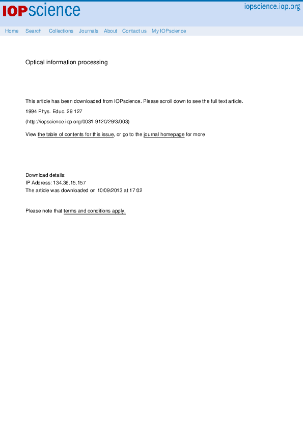 (PDF) Optical information processing