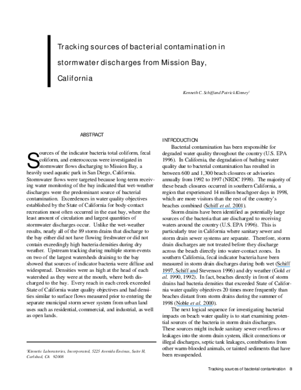 (PDF) Tracking Sources of Bacterial Contamination in Stormwater ...