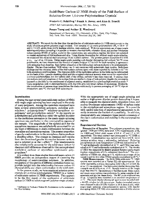 (PDF) A solid-state carbon-13 NMR study of the fold surface of solution ...