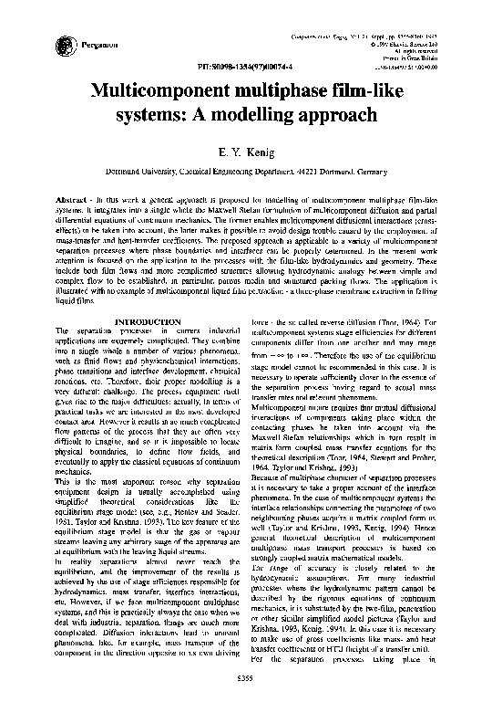 (PDF) Multicomponent multiphase film-like systems: A modelling approach