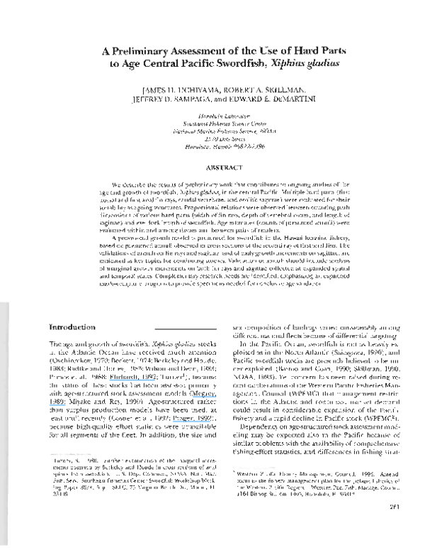 (PDF) A Preliminary Assessment of the Use of Hard Parts to Age Central ...