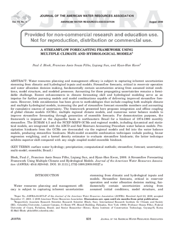 Pdf A Streamflow Forecasting Framework Using Multiple Climate And Hydrological Models