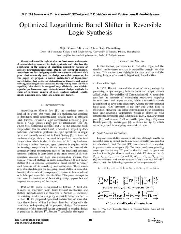 (PDF) Optimized Logarithmic Barrel Shifter in Reversible Logic Synthesis