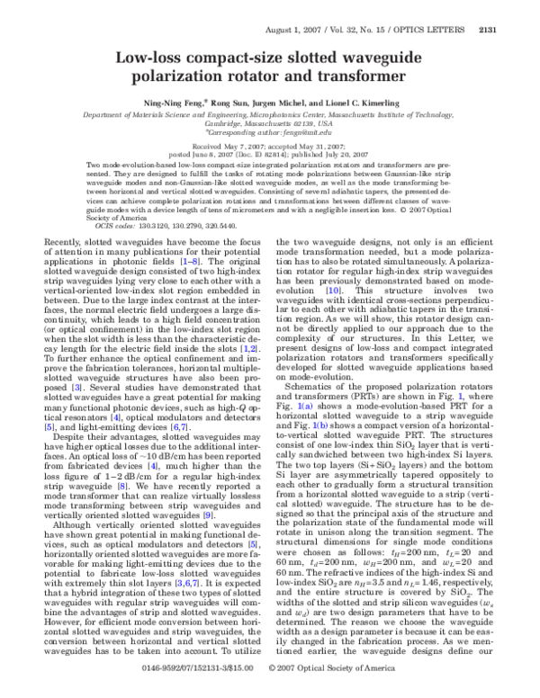 (PDF) Low-loss compact-size slotted waveguide polarization rotator and ...