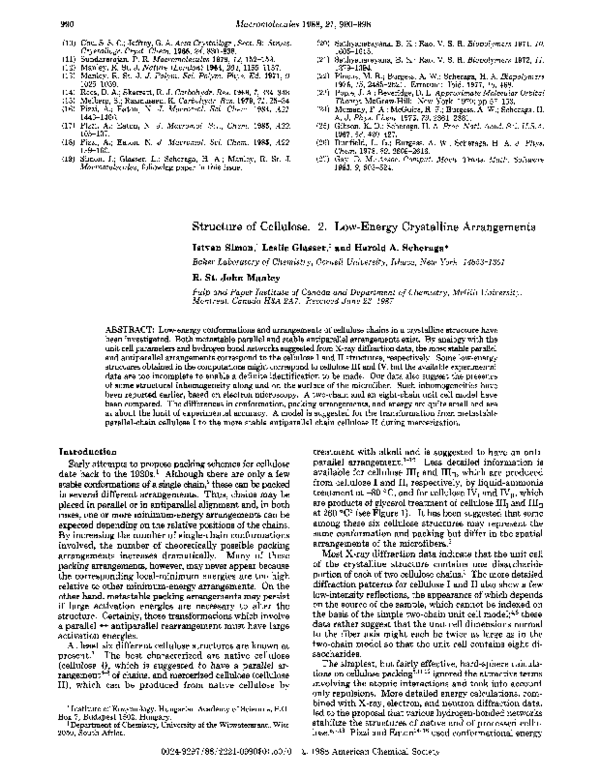 (PDF) Structure of cellulose. 2. Low-energy crystalline arrangements