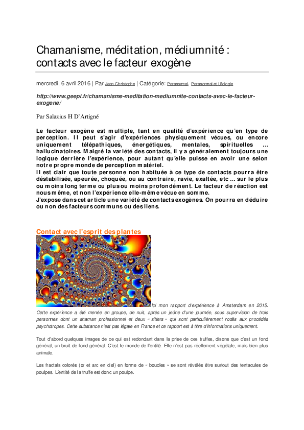 (PDF) Article GEEPI : Chamanisme, méditation, médiumnité : contacts ...