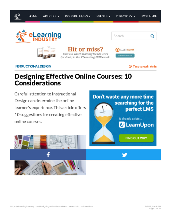 (PDF) Designing Effective Online Courses-10 Considerations