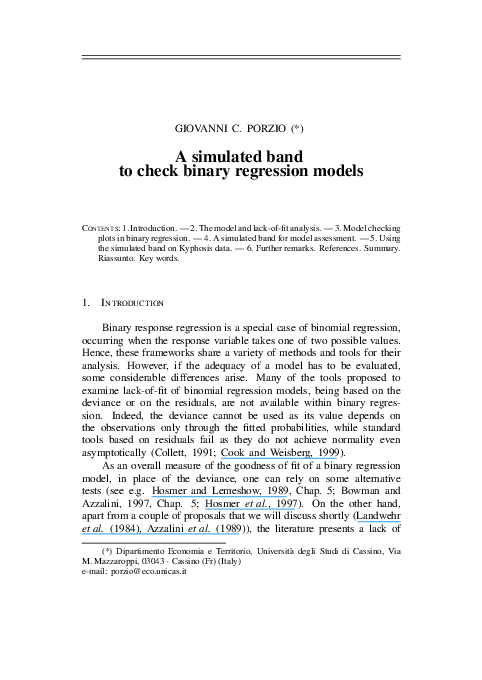 (PDF) A simulated band to check binary regression models