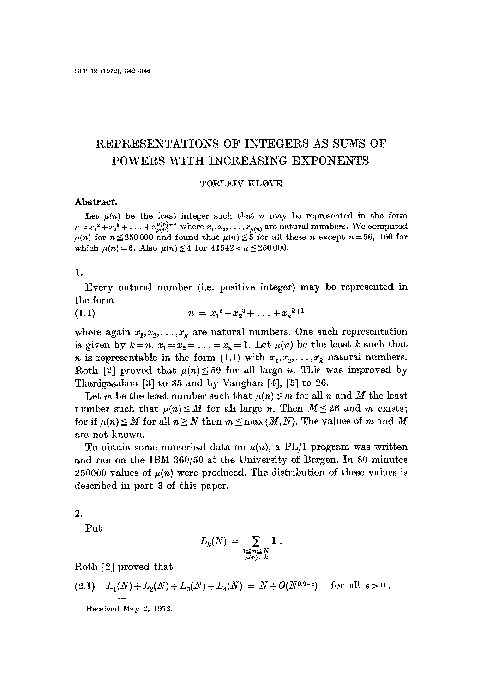 (PDF) Representations of integers as sums of powers with increasing ...