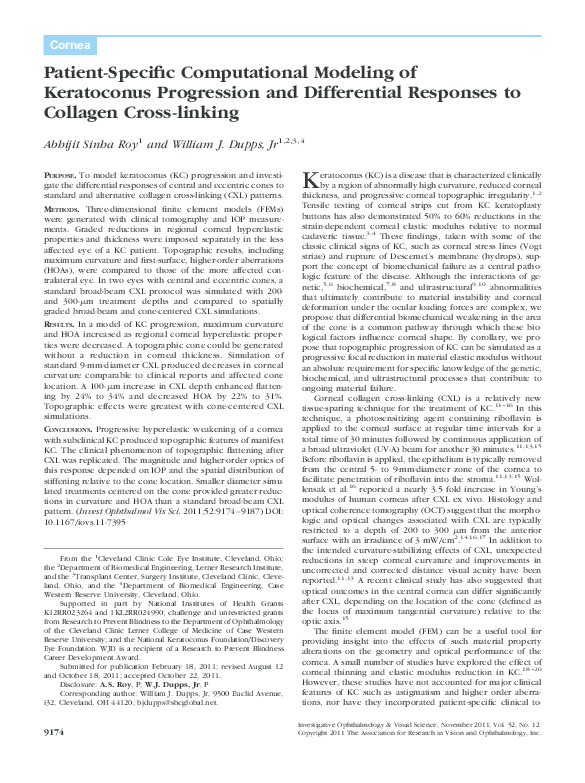Pdf Patient Specific Computational Modeling Of Keratoconus