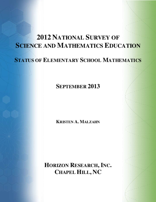(PDF) 2012 National Survey of Science and Mathematics Education: Status ...