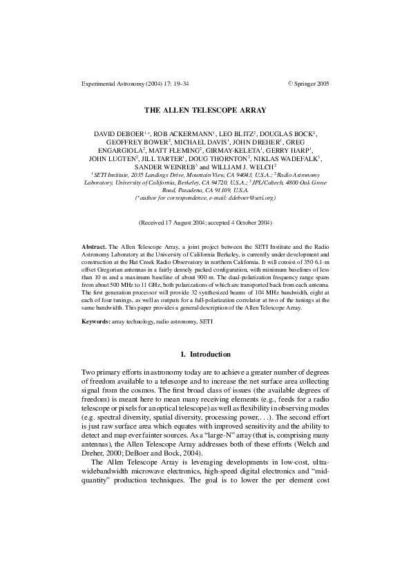(PDF) The Allen Telescope Array | L. Blitz - Academia.edu