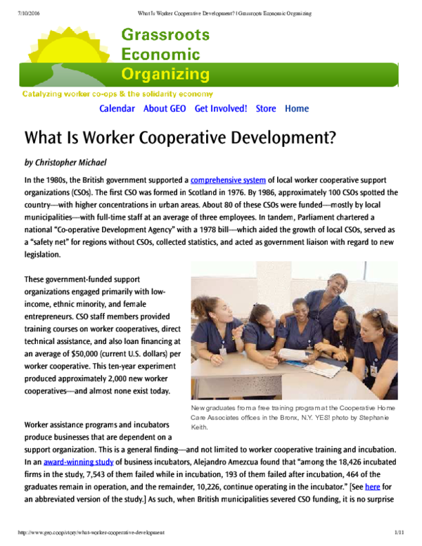 (PDF) What Is Worker Cooperative Development?