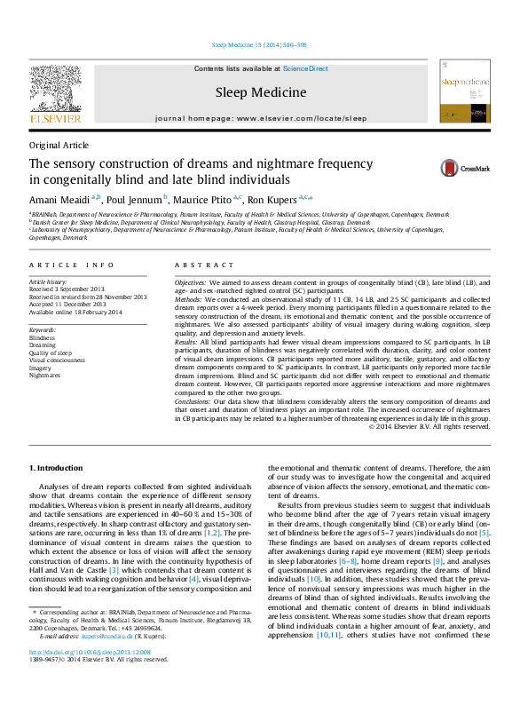 (PDF) The sensory construction of dreams and nightmare frequency in ...