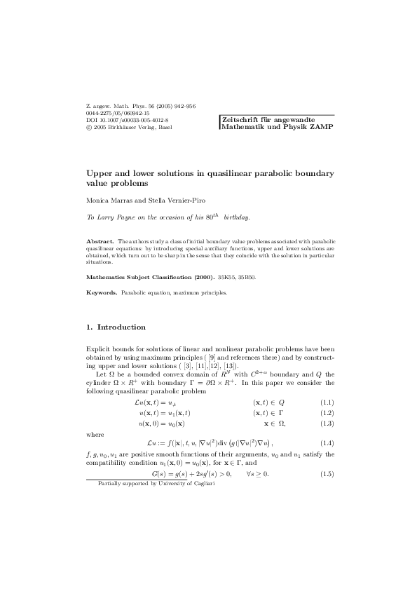 Pdf Upper And Lower Solutions In Quasilinear Parabolic Boundary Value Problems